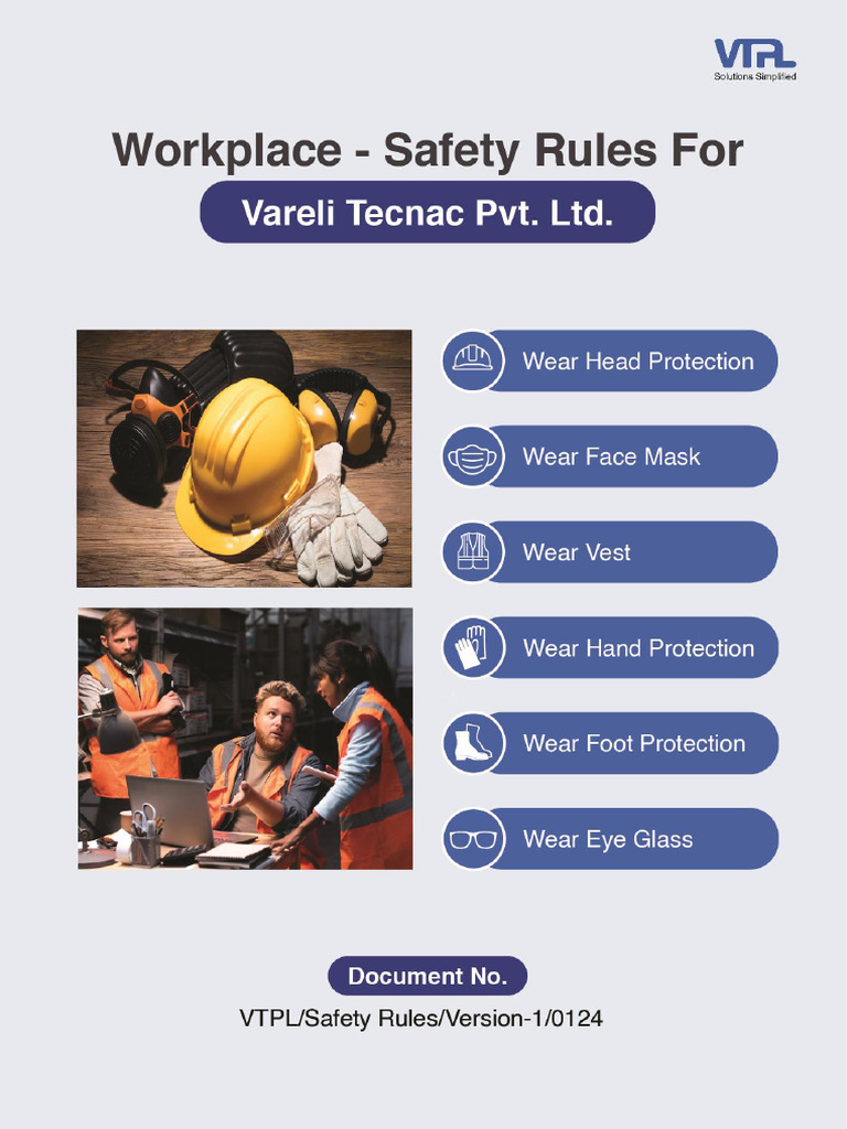 Workplace Safety Procedures For VTPL Staff | PDF | Safety | Personal ...