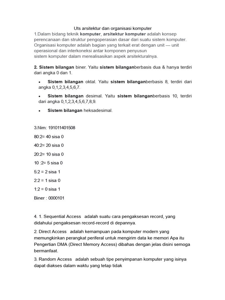191011401508-Muhammad Fadlan Salihan-05 TPLE 005 - Uts Arsitektur Dan Organisasi Komputer | PDF