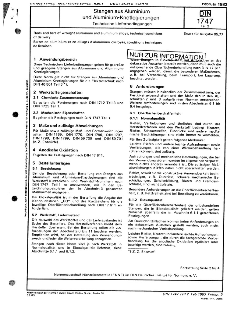 DIN 1747 Teil 2 | PDF
