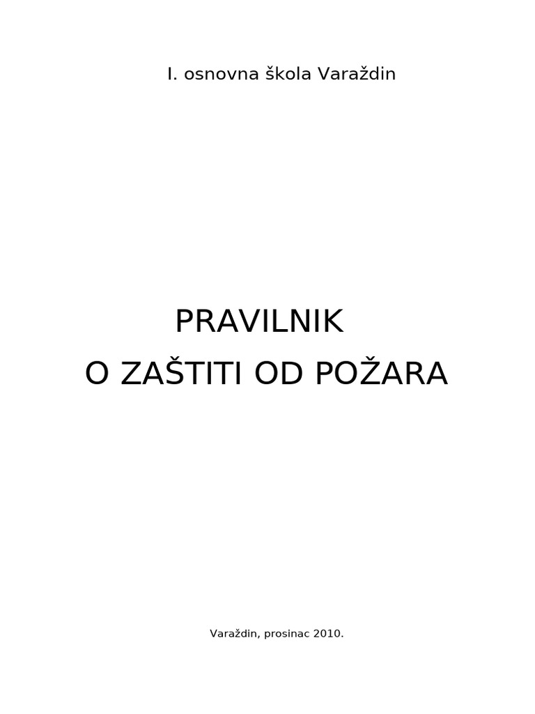 Pravilnik o Zastiti Od Pozara | PDF