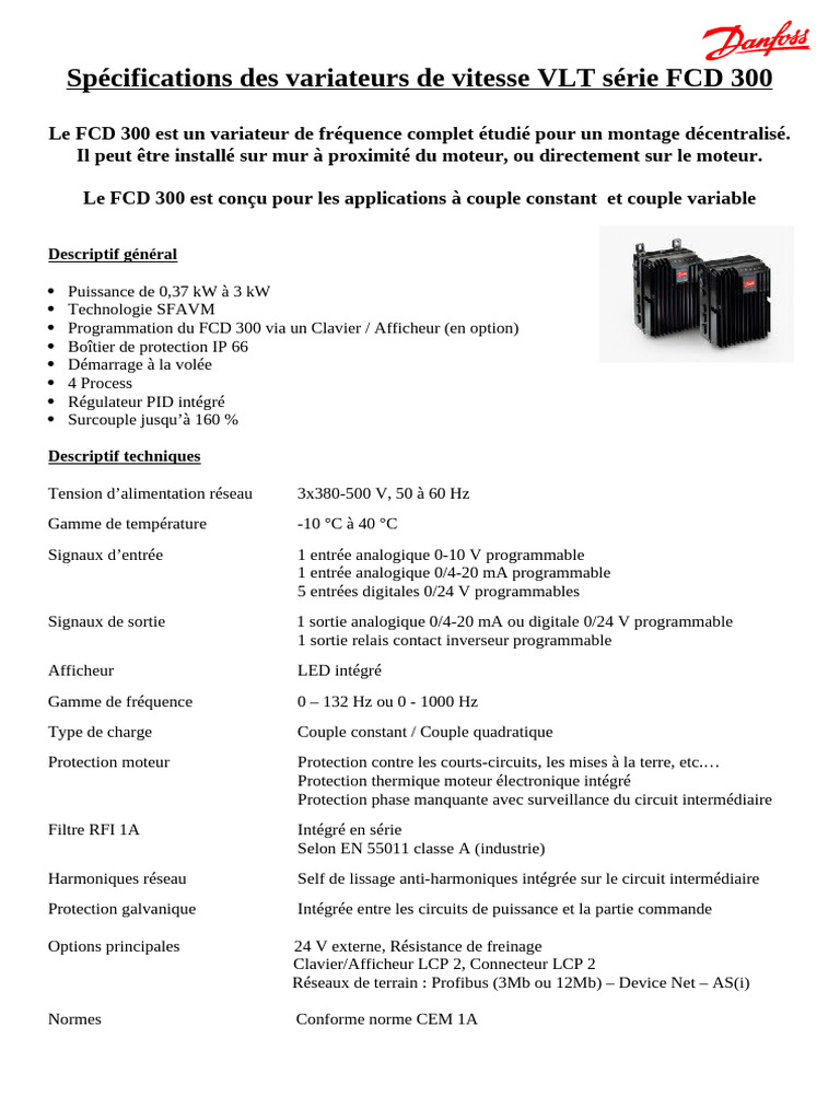 Spécification Technique FCD 300 | PDF