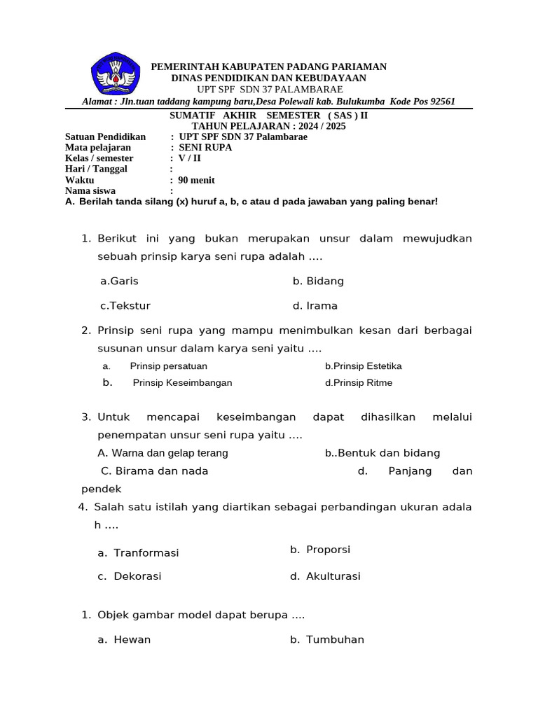 Sas II Seni Rupa Kls 5 SMT 2 | PDF