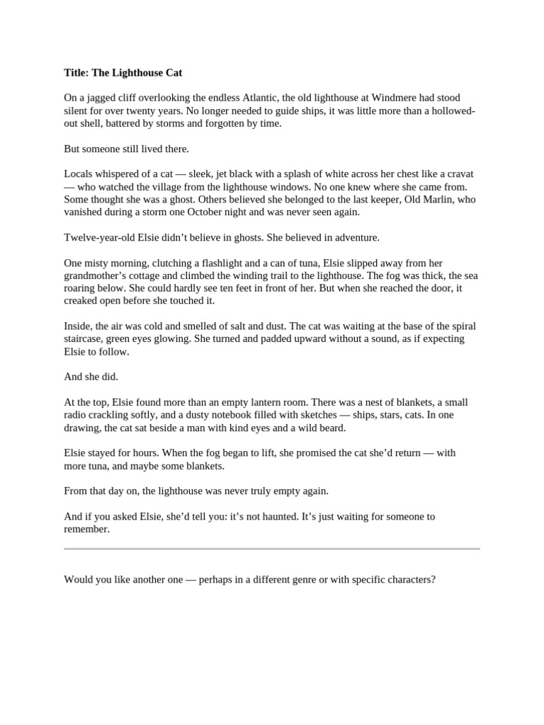 The Lighthouse Cat | PDF