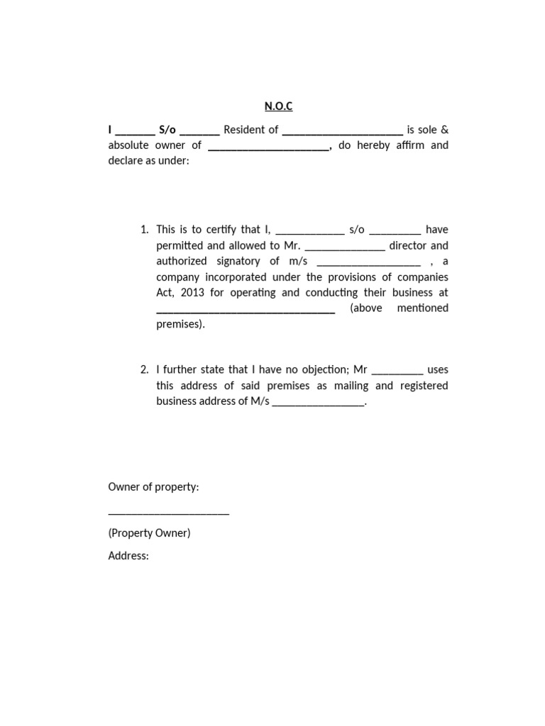 NOC Formate | PDF