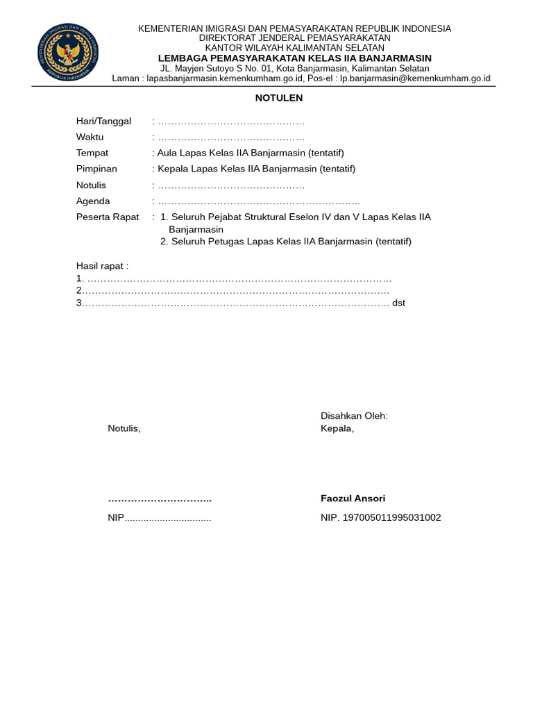 Format Notulen | PDF