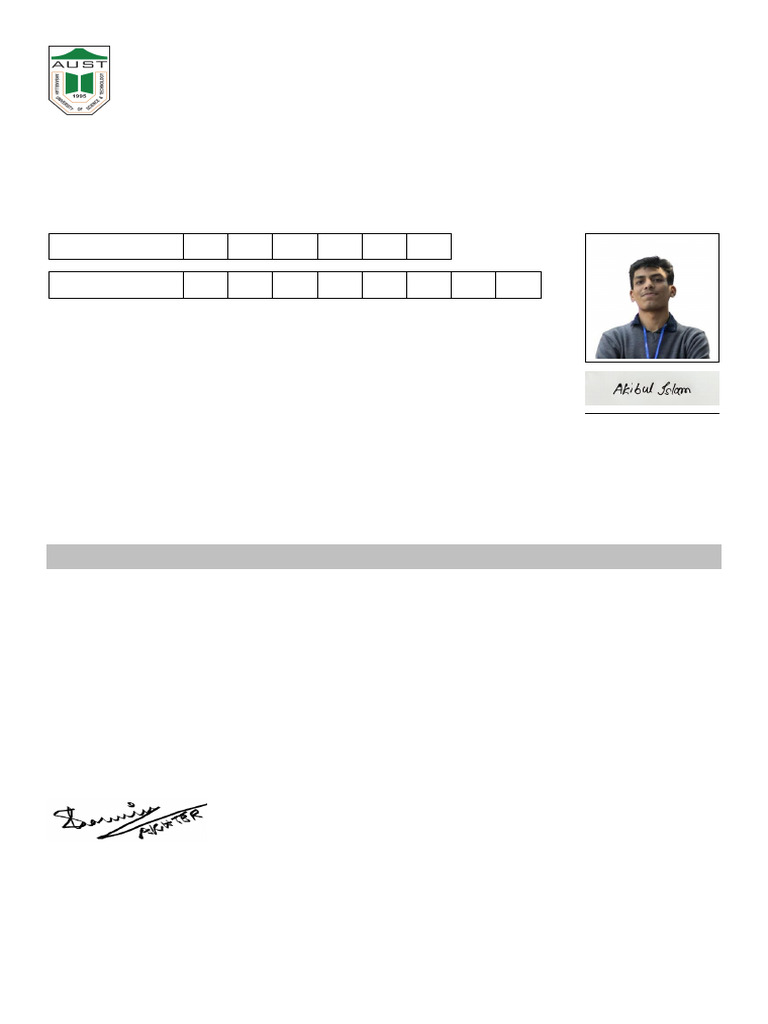 AUST Fall 2024 Admission Test Admit Card | PDF
