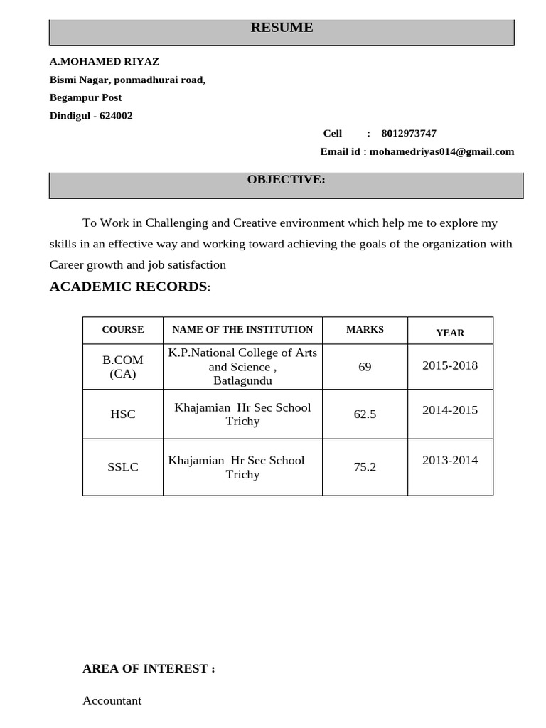 Mohamed Riyaz Resume New | PDF