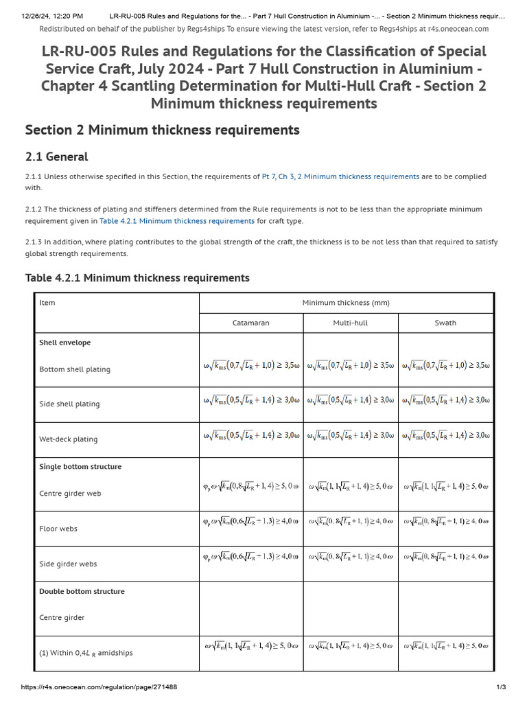 Minimum Thickness for Multi-Hull Craft | PDF | Deck (Ship) | Hull ...
