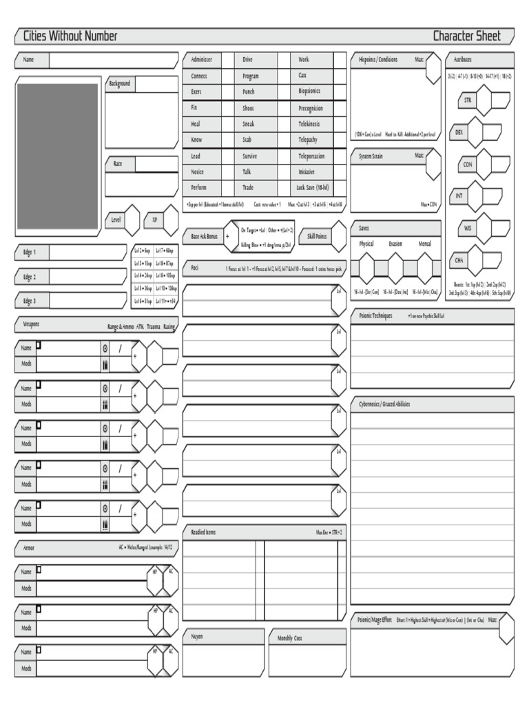 Drake Walker CWN Character Sheet | PDF