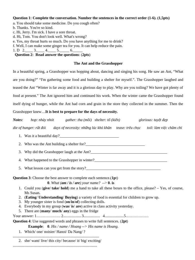 Conversation and Comprehension Exercises | PDF
