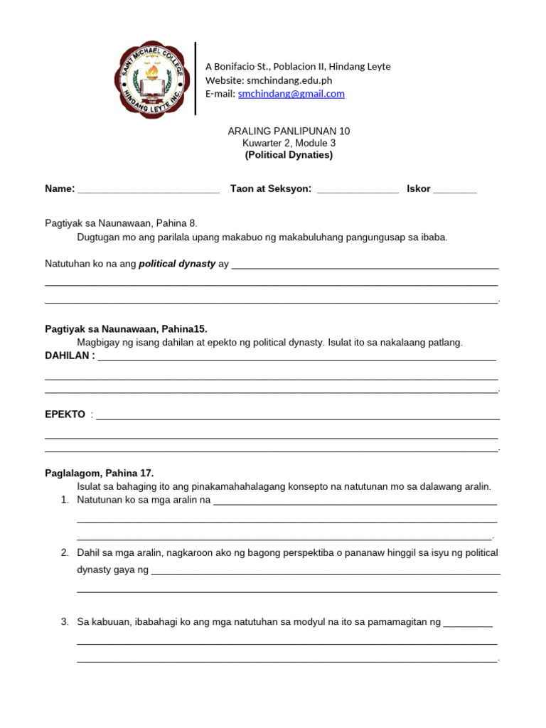 Quarter 2 Module 3 and 4 Answer Sheets | PDF