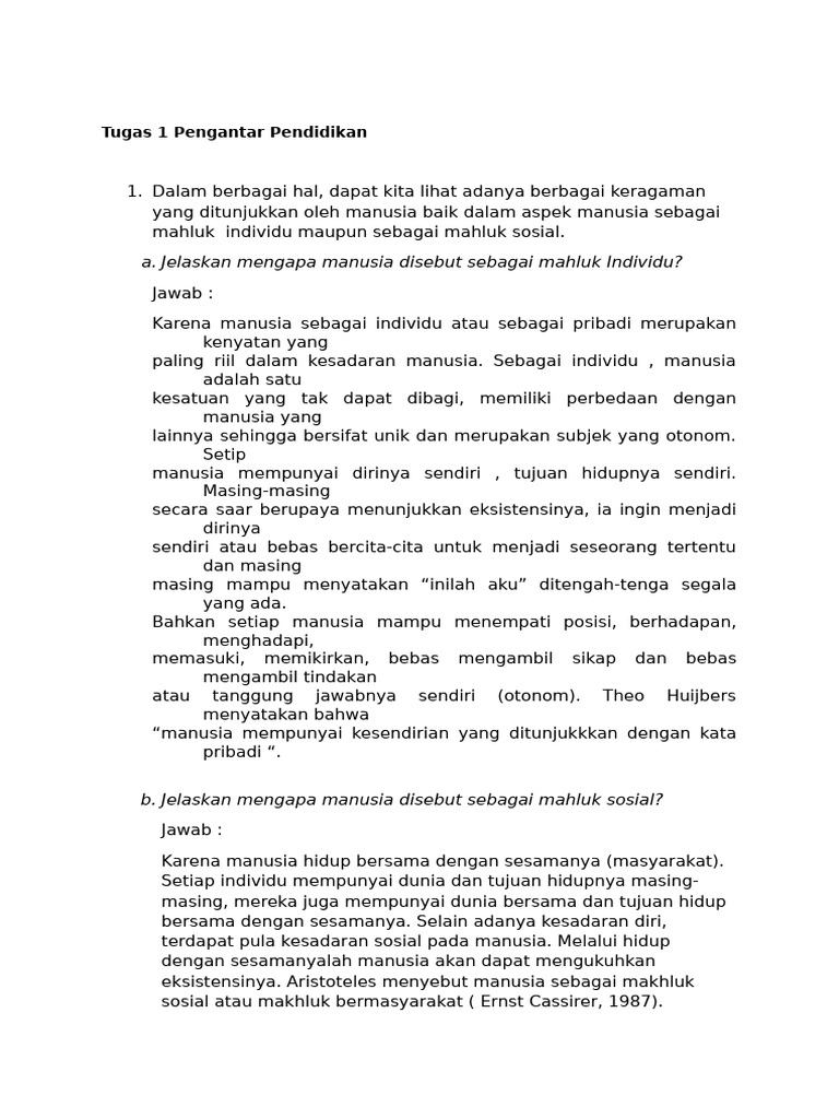Tugas 1 Pengantar Pendidikan | PDF