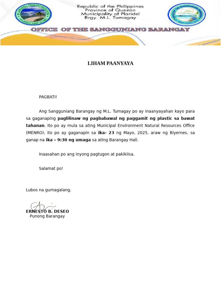 Liham Paanyaya | PDF