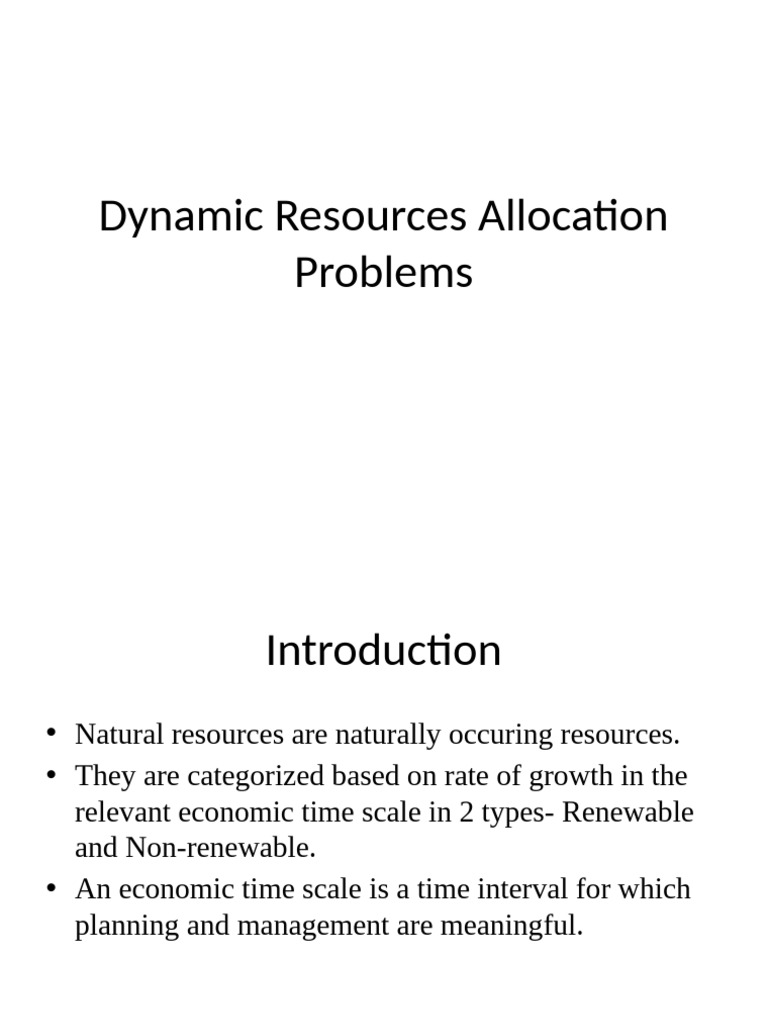 Dynamic Resources Allocation Problems | PDF | Mathematical Optimization ...