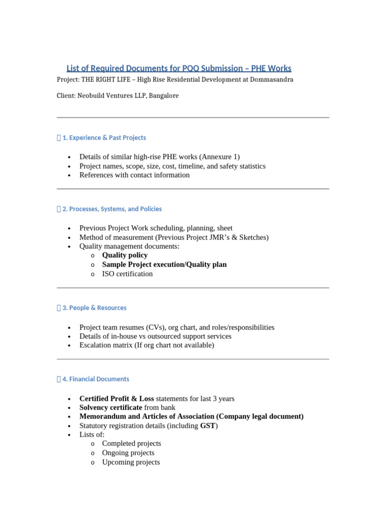 PQQ Submission Requirements for High-Rise Project | PDF