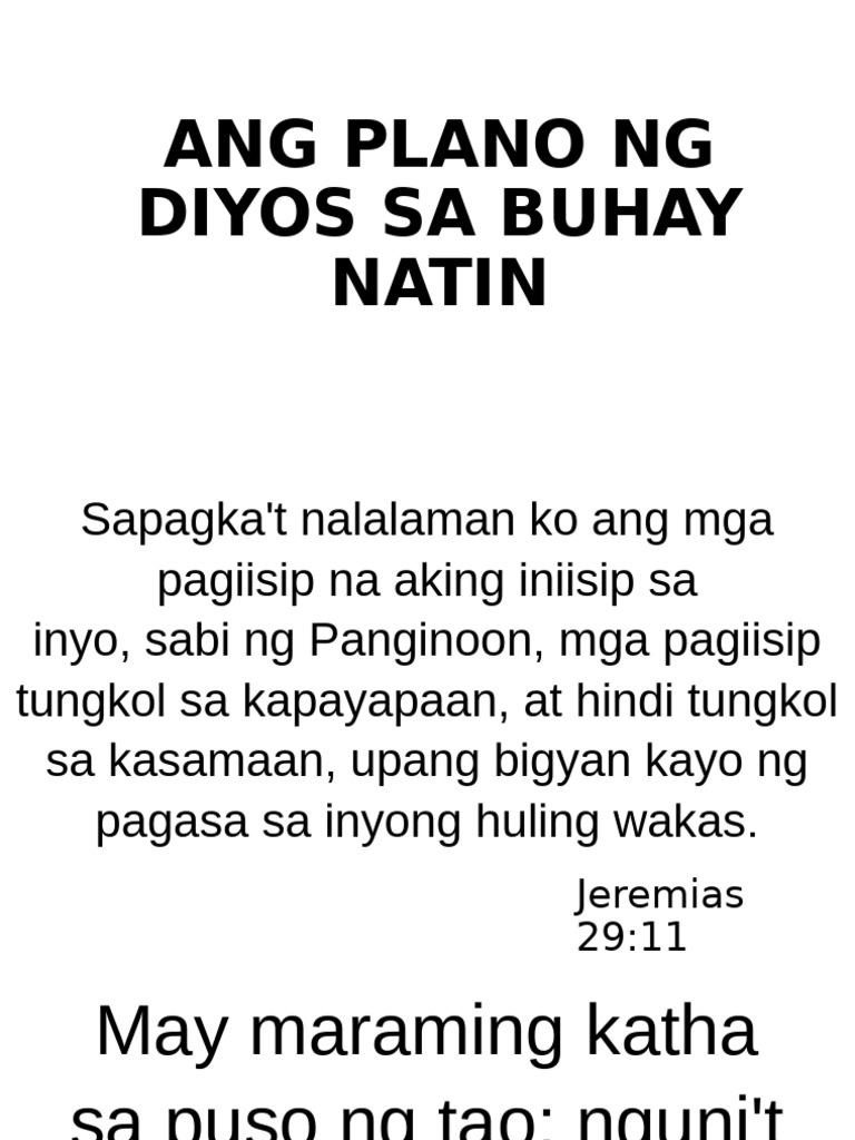 Ang Plano NG Diyos Sa Buhay Natin | PDF