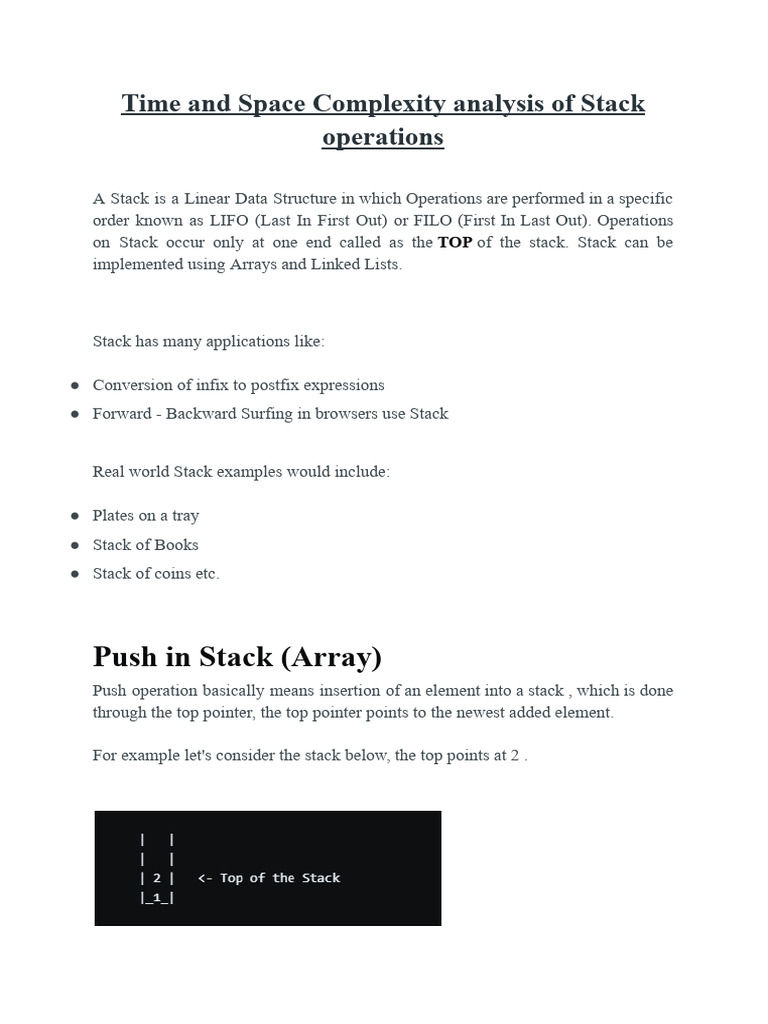 Time Complexity of Stack.docx | PDF | Computer Science | Algorithms And Data Structures