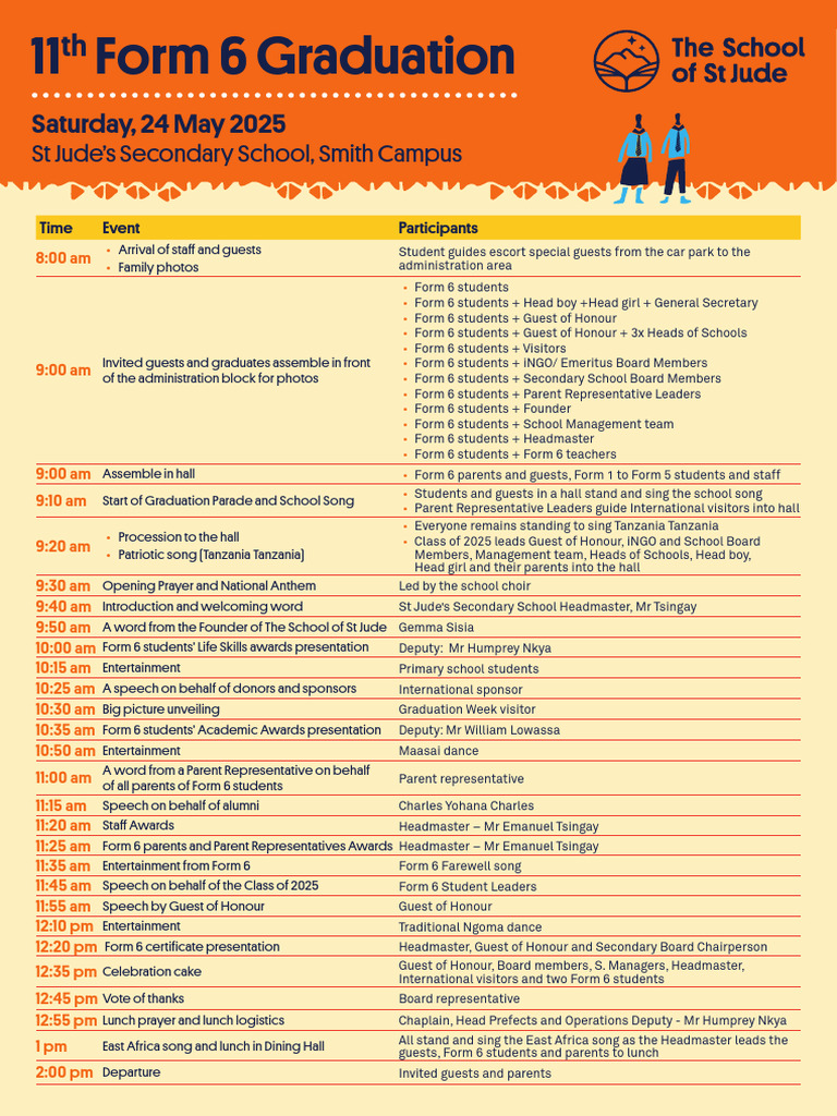 11th Form 6 Graduation Timetable | PDF