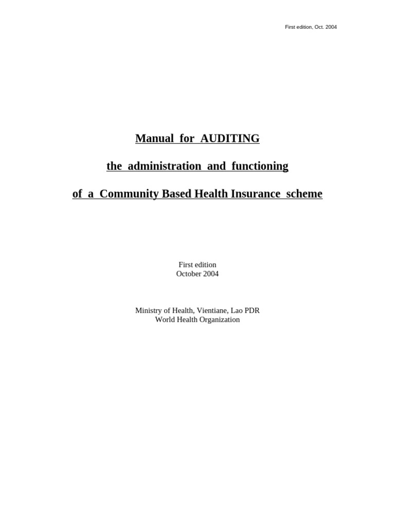 Manual For AUDITING The Administration and Functioning of A Community ...