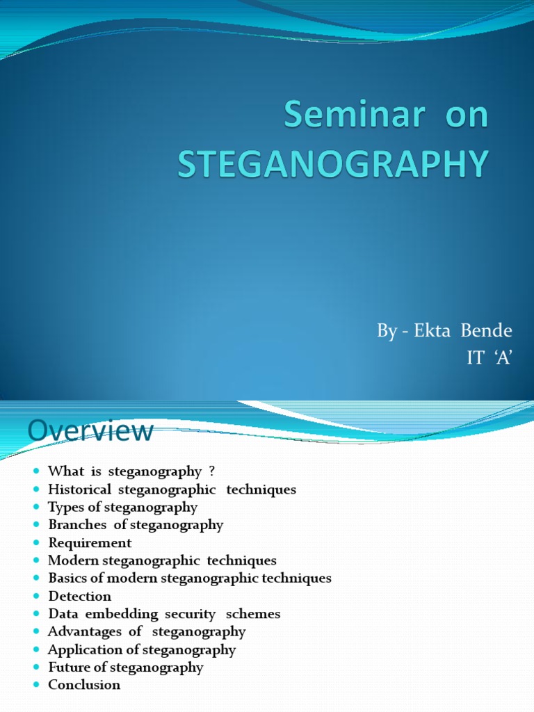 Overview of Steganography Techniques | PDF | Cryptography | Secure ...