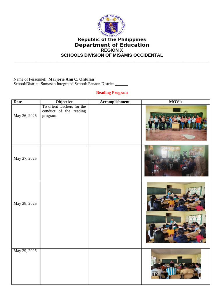 Accomplishment Report Blank 1 | PDF