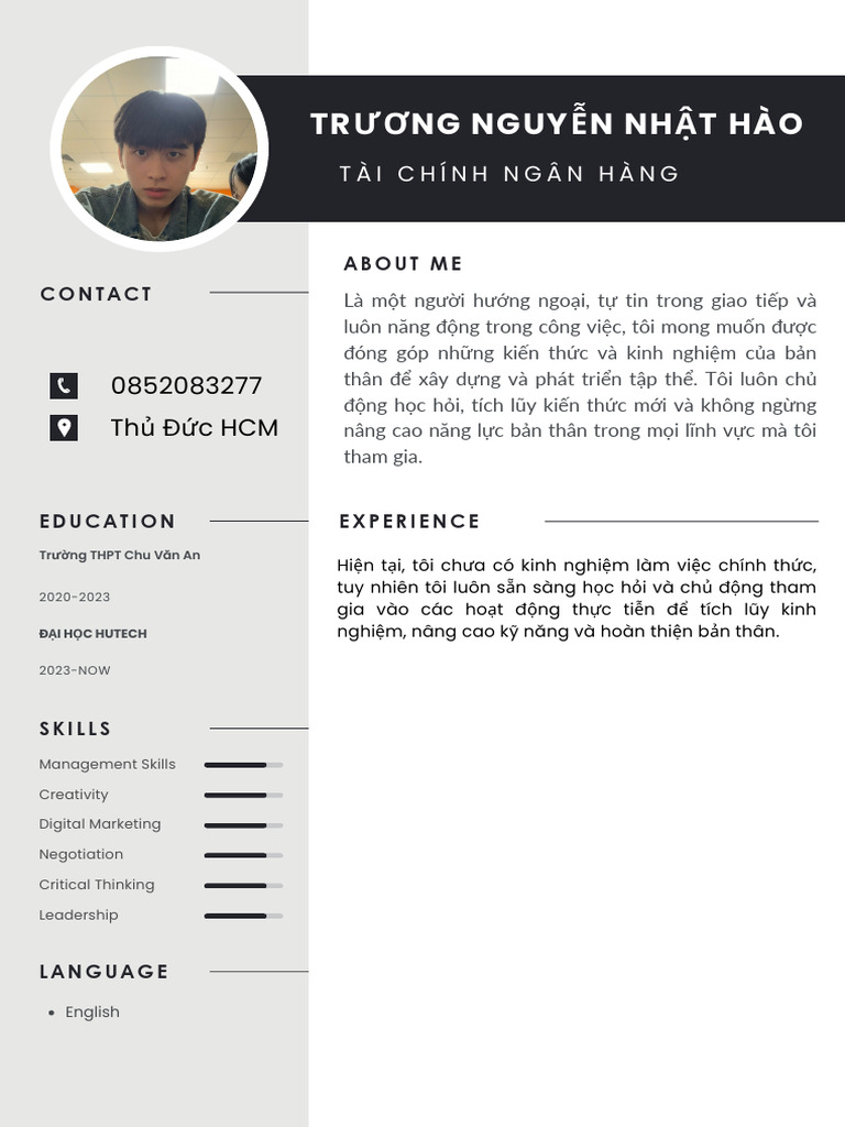 Trương Nguyễn Nhật Hào.cv | PDF