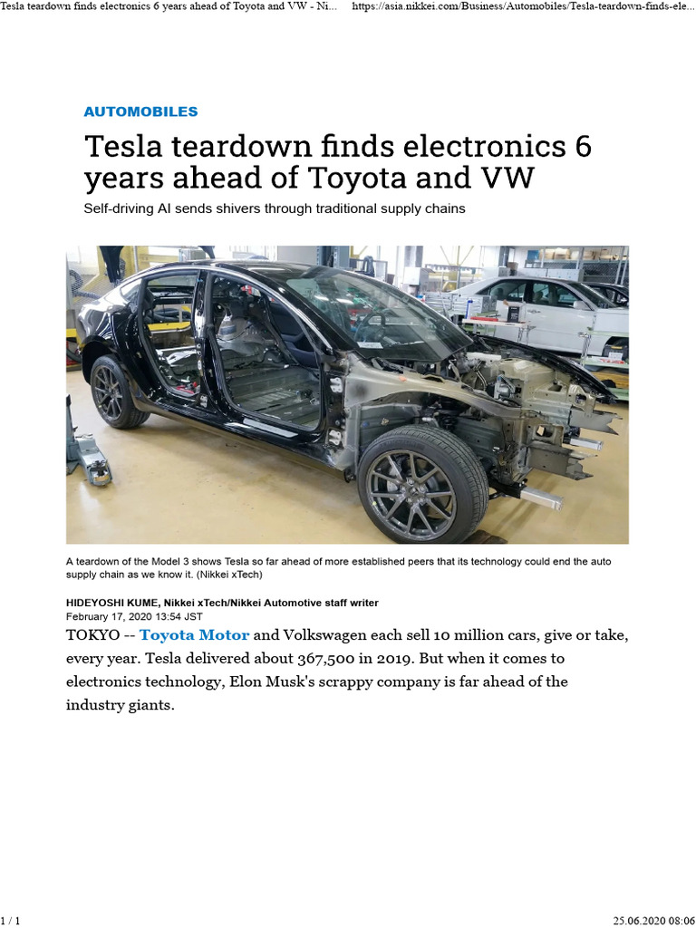 Tesla Teardown Finds Electronics 6 Years Ahead of Toyota and VW | PDF