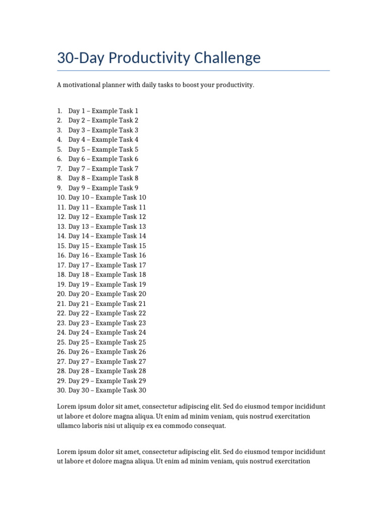 30 Day Productivity Challenge | PDF