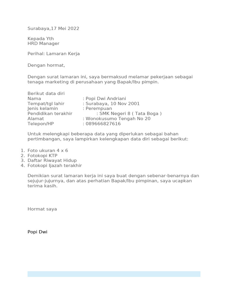 Surat Lamaran Wiga 2 | PDF