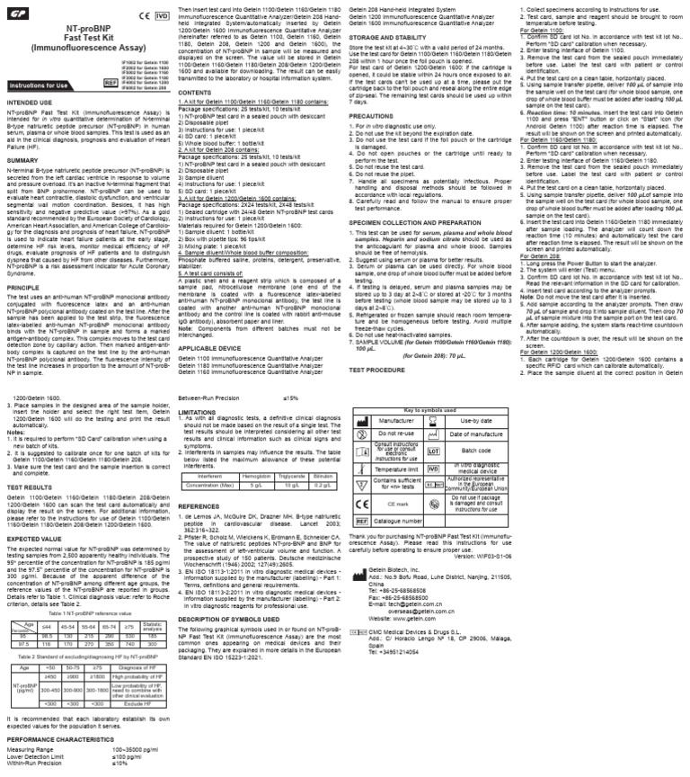NT-proBNP Fast Test Kit Overview | PDF | Clinical Medicine | Medical ...