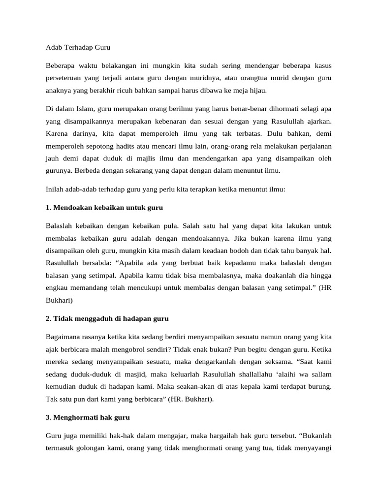 Adab Terhadap Guru | PDF