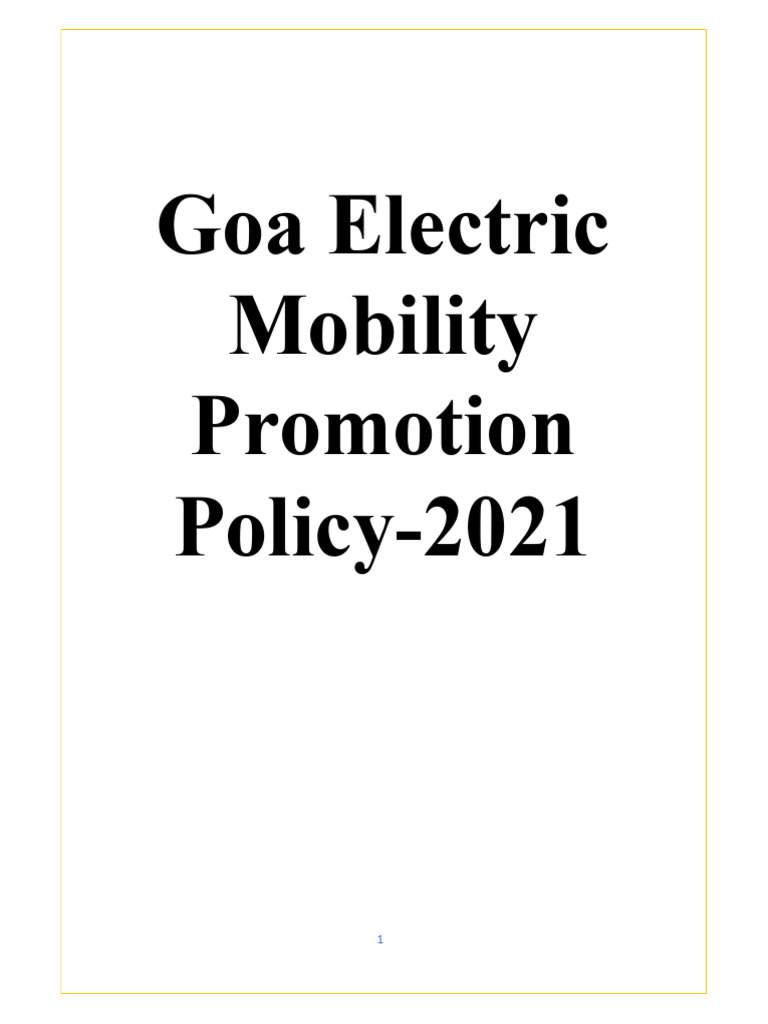 Goa Electric Mobility Policy 2021 | PDF | Electric Vehicle | Battery ...