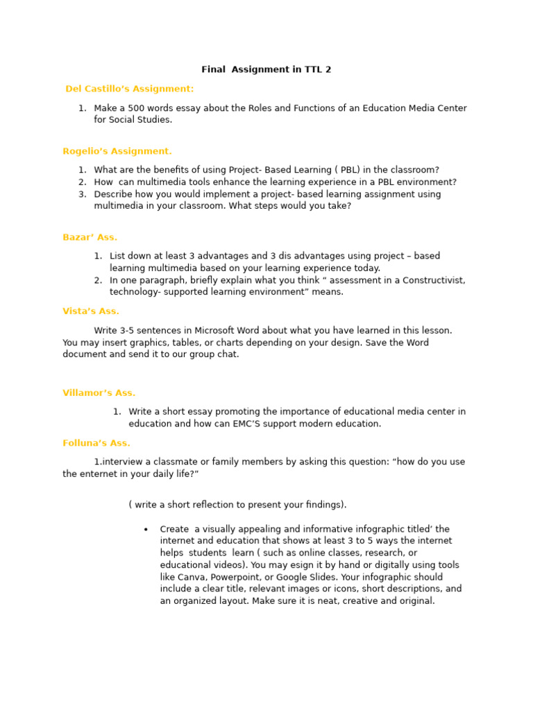 Final Assignment in TTL 2 | PDF