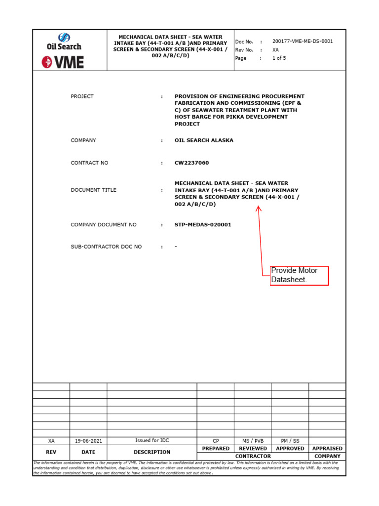 Stp-Medas-020001 - Rev - Xa - Sea Water Intake Bay and Primary Screen ...