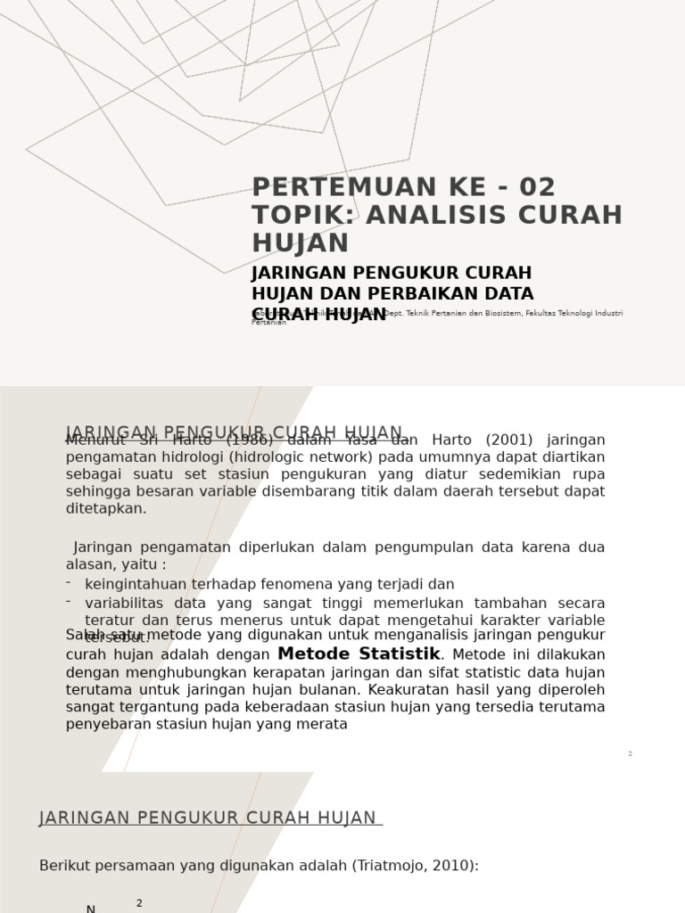 PERTEMUAN Ke - 02 Perbaikan Data Curah Hujan | PDF