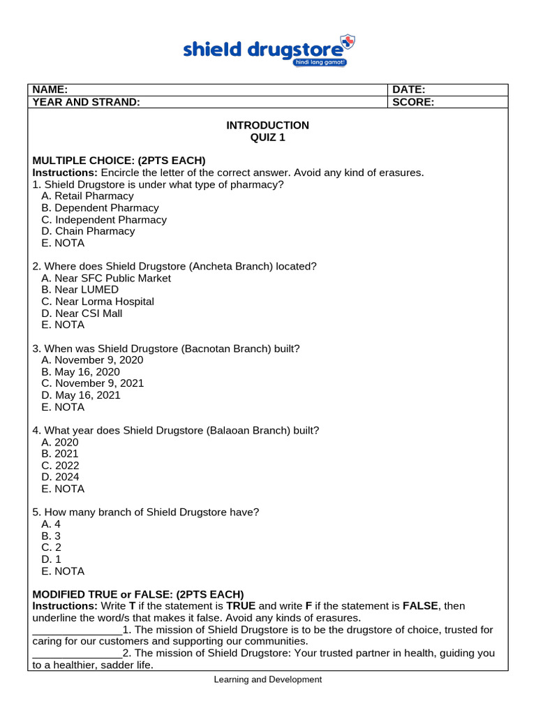 Batch 2 Quizzes and Acts | PDF | Medical Prescription | Pharmacist