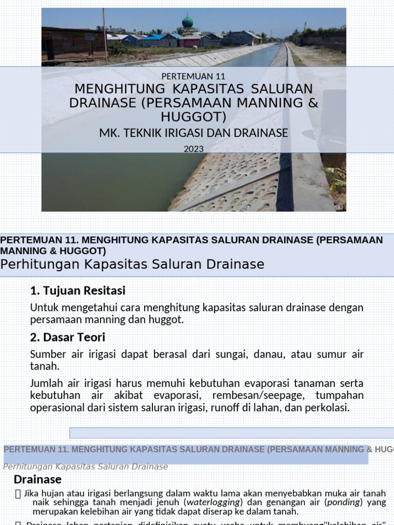 Menghitung Kapasitas Saluran Drainase | PDF