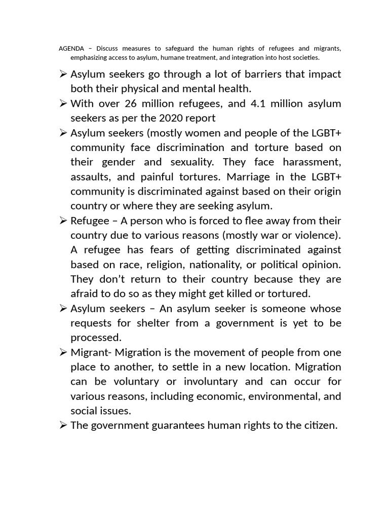 Safeguarding Refugee Rights and Asylum | PDF | Refugee | Human Migration