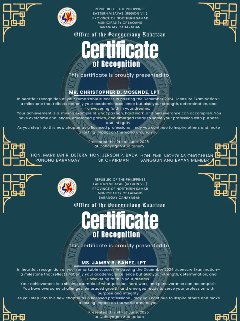 Certificate of Recognition for Licensure | PDF | Business