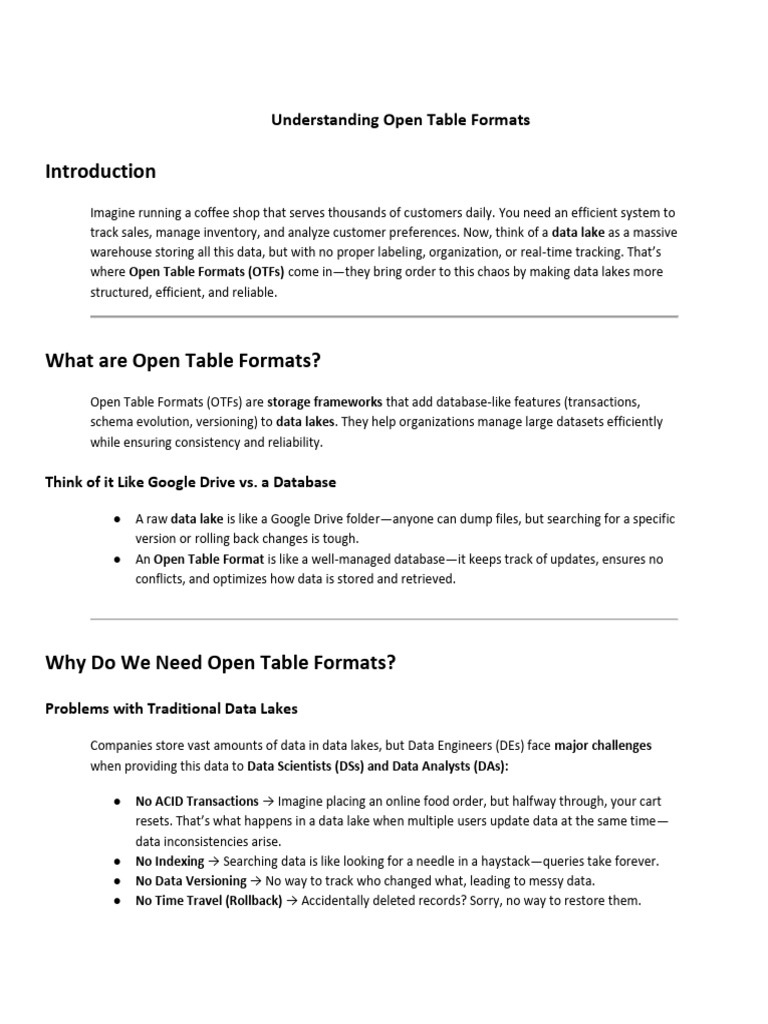 Open Table Format - Delta Lake | PDF | Comma Separated Values | Databases