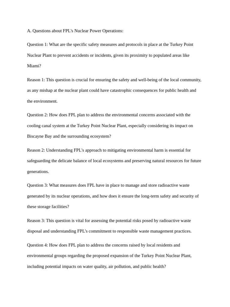 Questions About FPL's Nuclear Power Operations | PDF | Nuclear Power ...