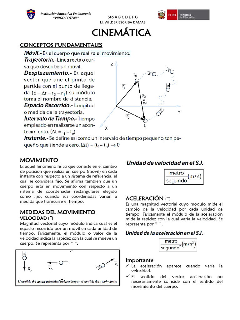 CINEMÁTICA | PDF | Velocidad | Aceleración
