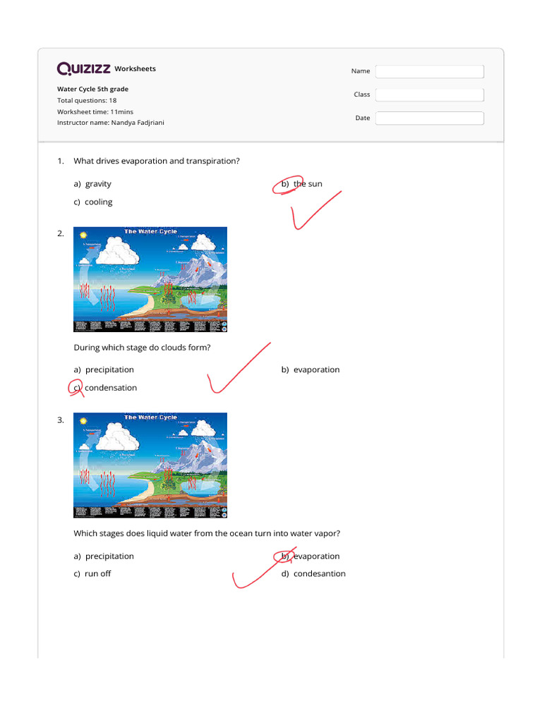 Water Cycle 5th Grade Quizizz | PDF | Water Cycle | Precipitation