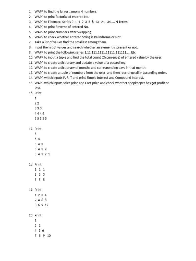 CS Practical Questions XI | PDF