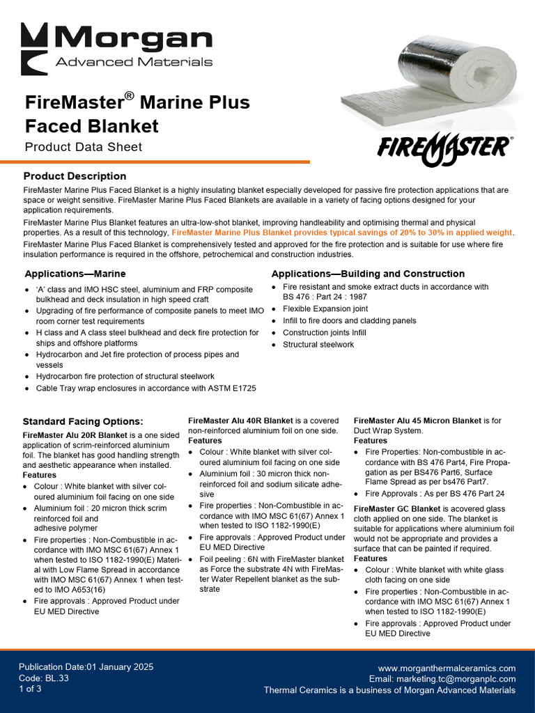 Firemaster Marine Plus Faced Blanket Eng | PDF | Structural Steel ...