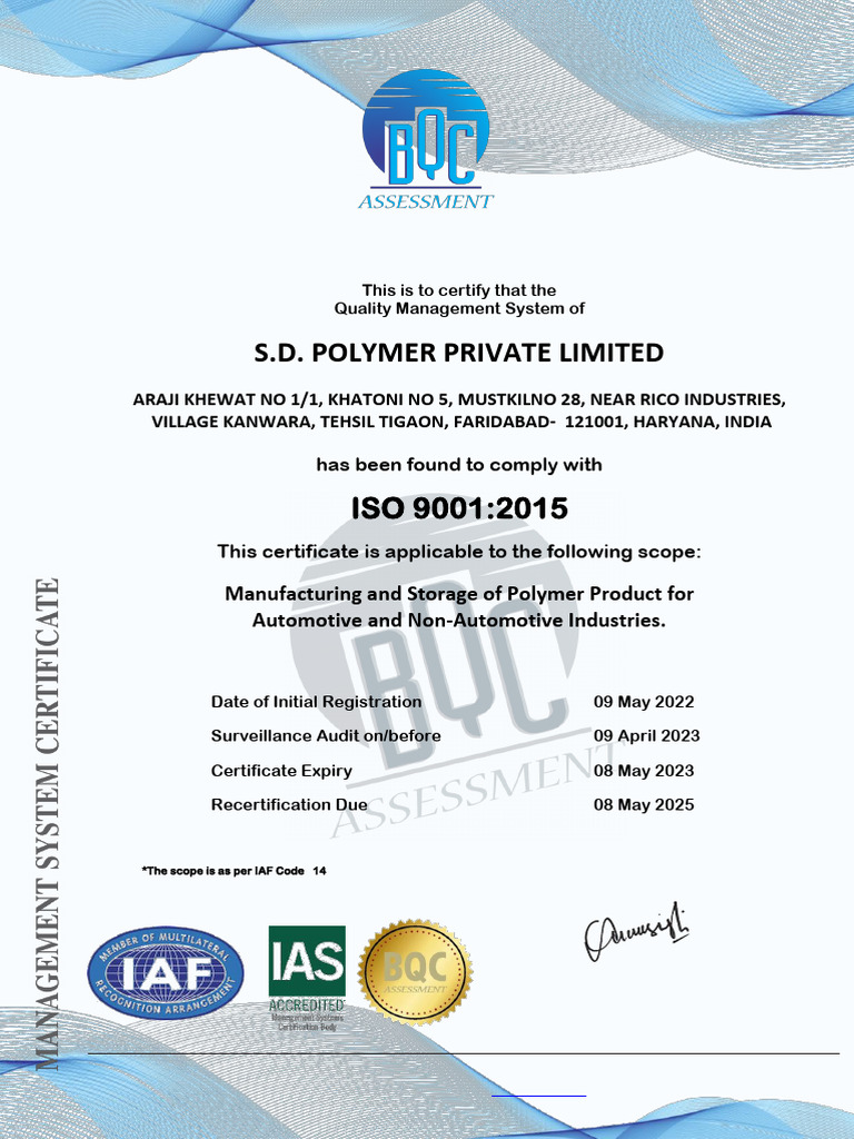 SDPPL ISO Certificate 22-23 | PDF