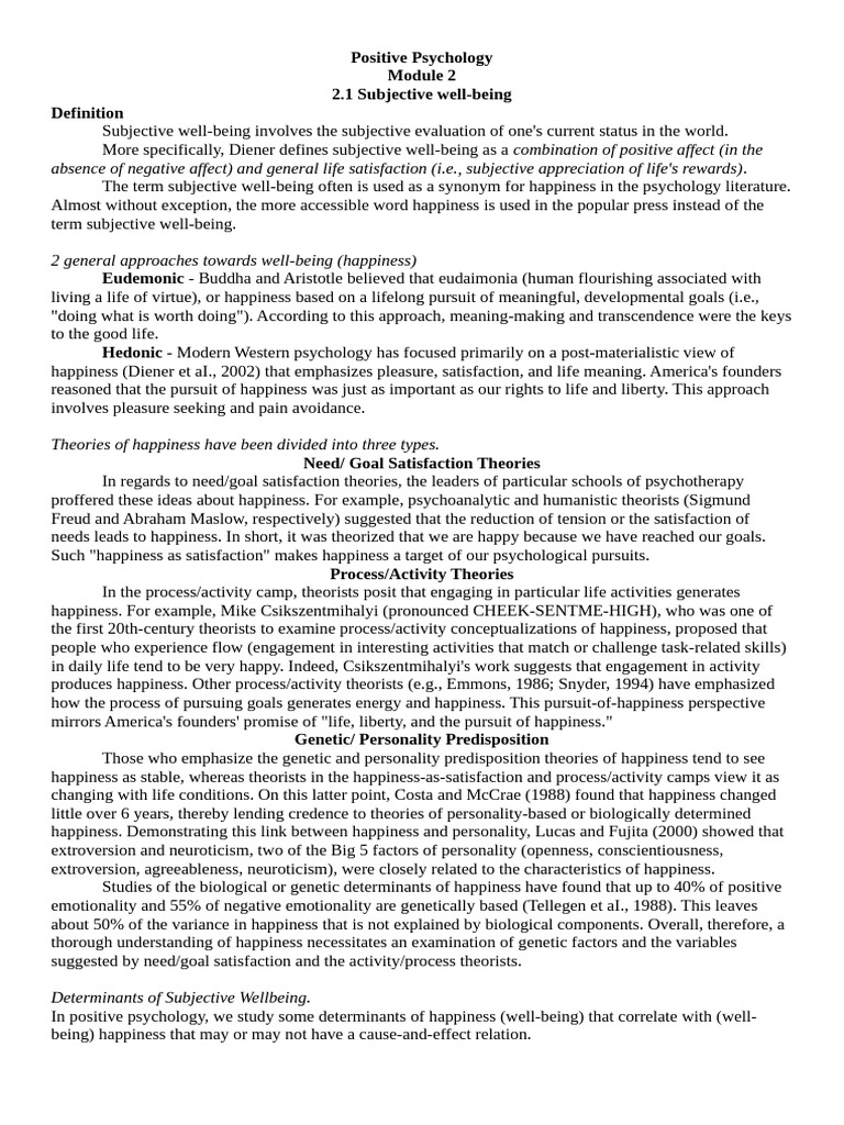 Positive Psychology 2.1 | PDF | Happiness | Well Being