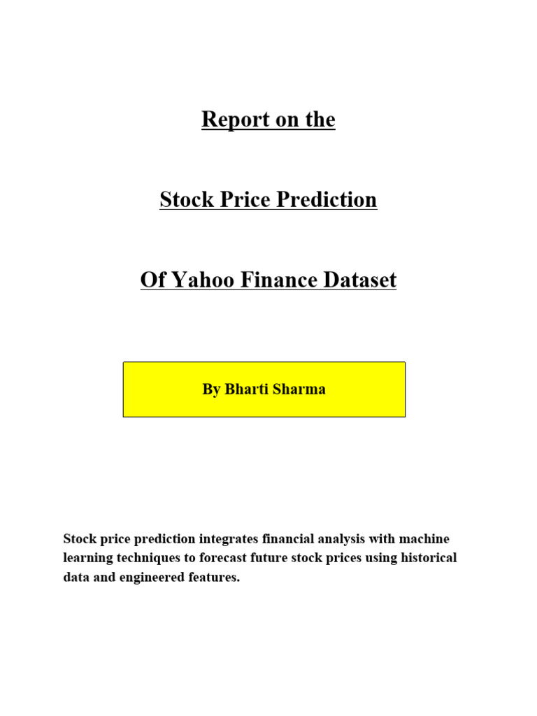 Report On Stock Price Prediction | PDF | Prediction | Machine Learning