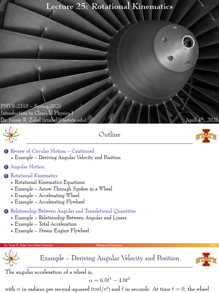 25 Rotationl Kinematics Handout | PDF | Kinematics | Acceleration