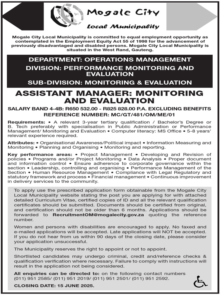 External Advert For Assistant Manager Monitoring and Evaluation | PDF ...